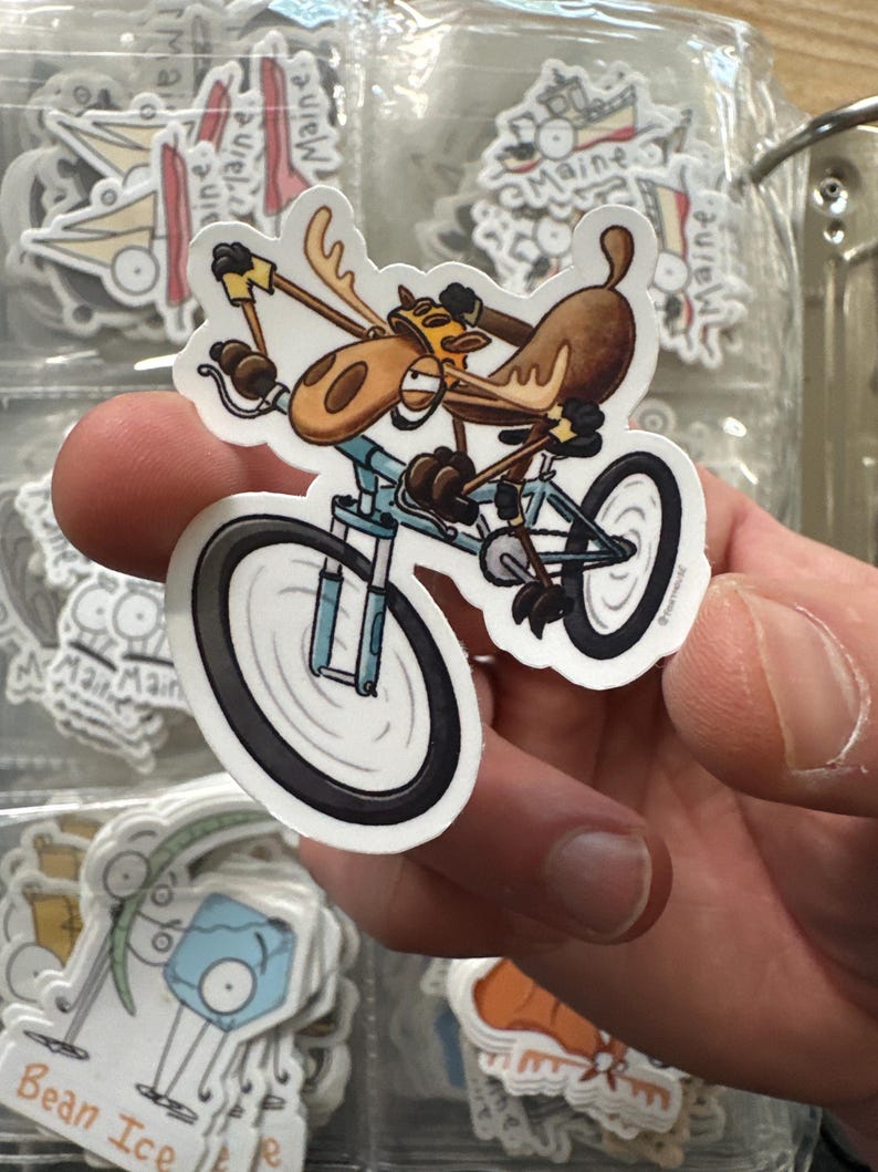 Moose Mountain Biking Sticker - Etsy