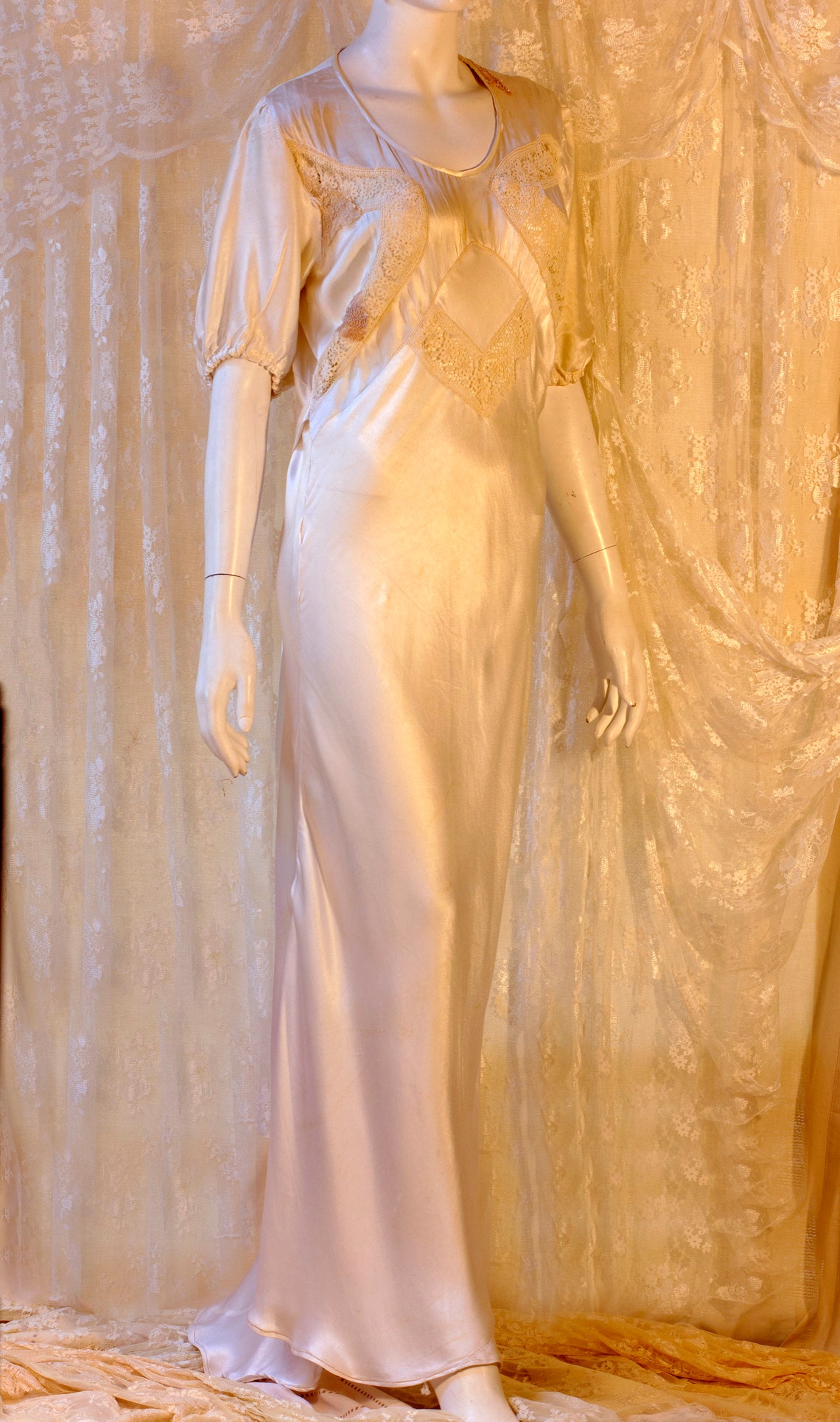 Vintage Vintage Short Sleeve Night Gown Lace Nightie - Etsy
