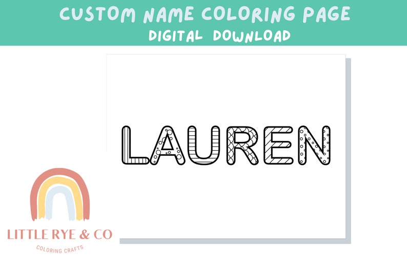 Custom Name Printable Coloring Page, Digital Download - Etsy