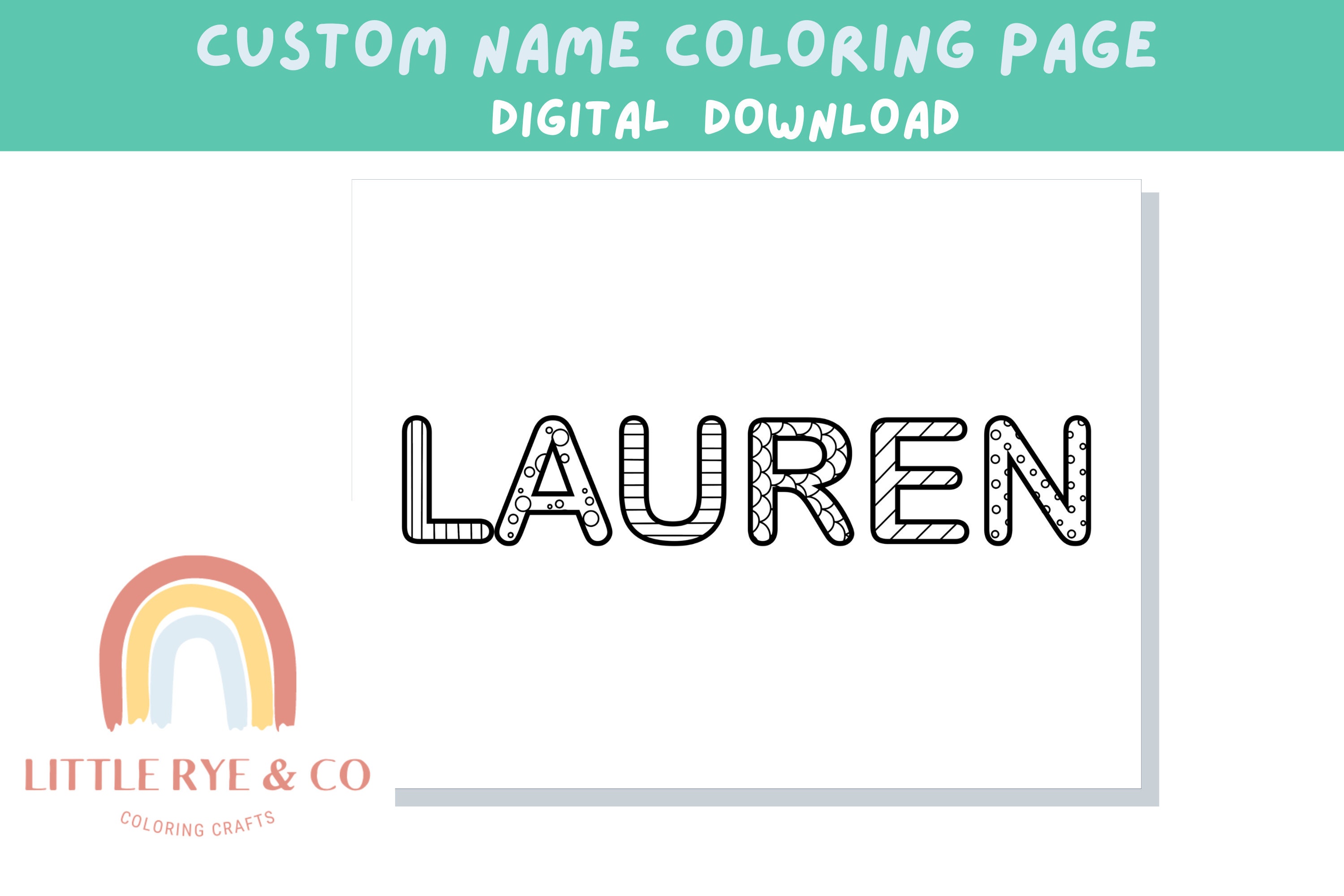 Custom Name Printable Coloring Page, Digital Download - Etsy