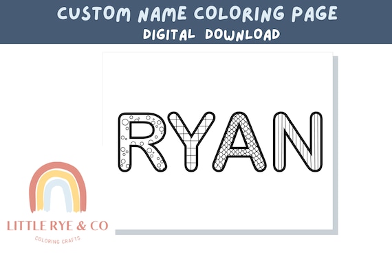 Custom Name Printable Coloring Page Digital Download | Etsy