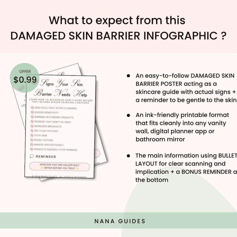 PRINTABLE Damaged Skin Barrier Signs Infographic Poster for Healthy ...