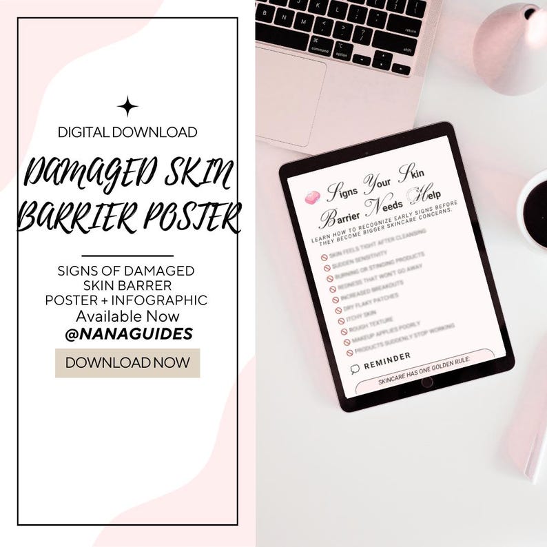 PRINTABLE Damaged Skin Barrier Signs Infographic Poster for Healthy ...