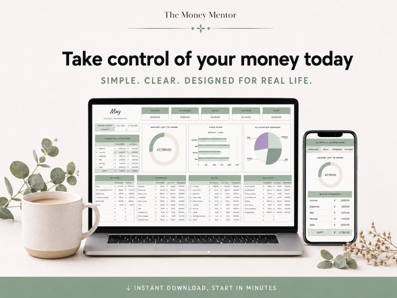 Monthly Budget Spreadsheet | Finance Tracker, Debt Savings (digital ...