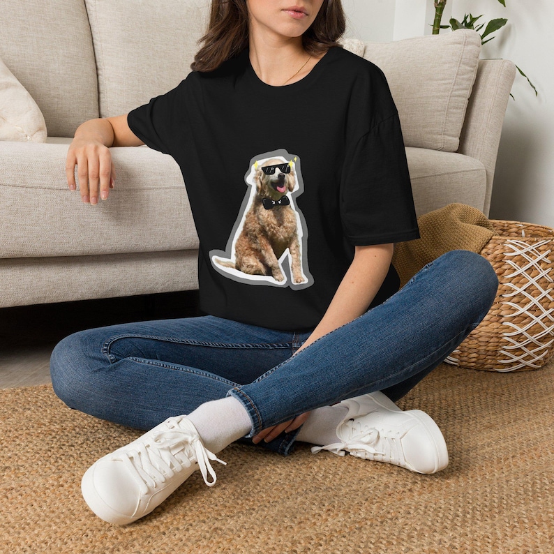 Pet Sticker Style Custom T-shirt, Dog and Cat With Customisable ...