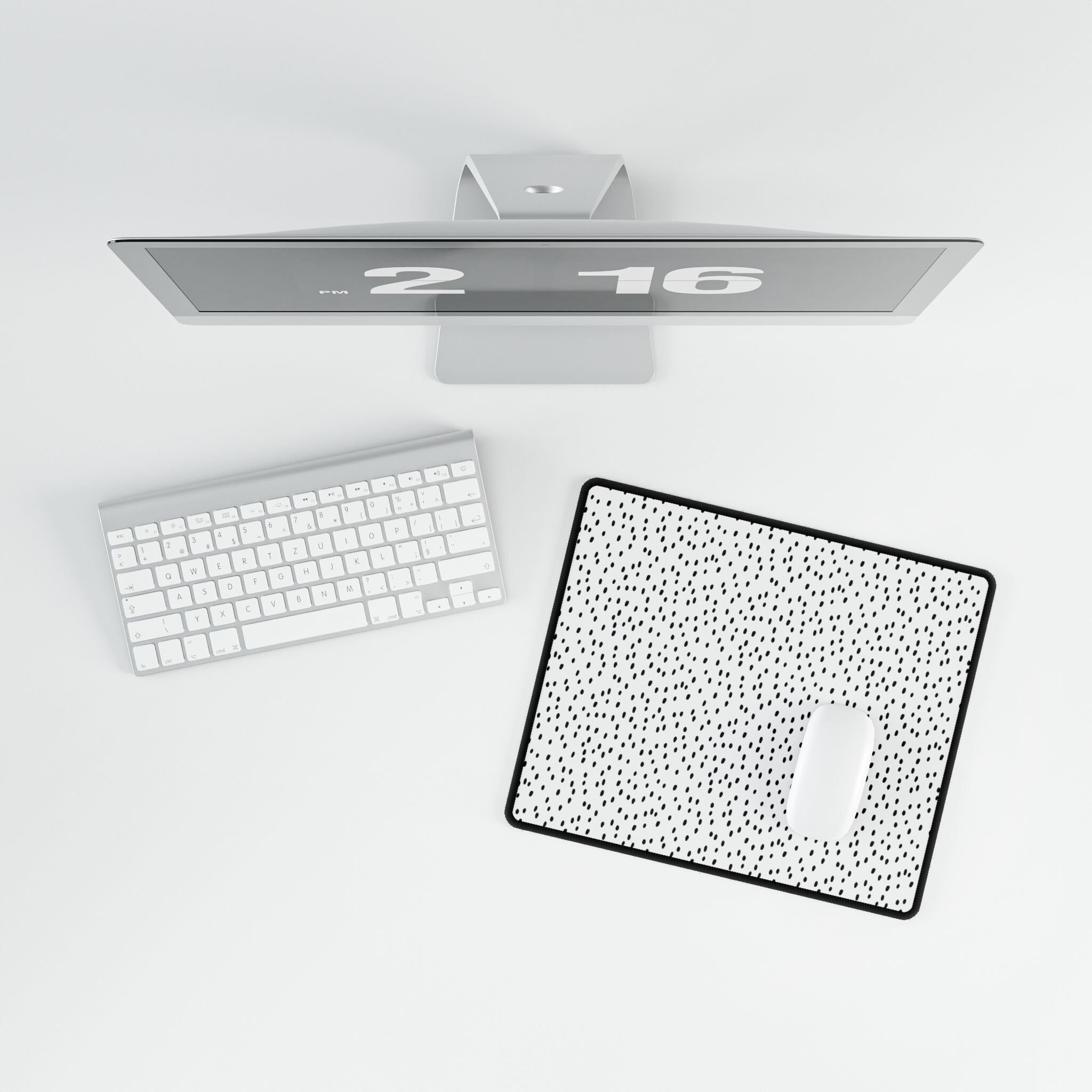 Modern Polka Dot Desk Mat Black Abstract Dots on White Minimalist ...