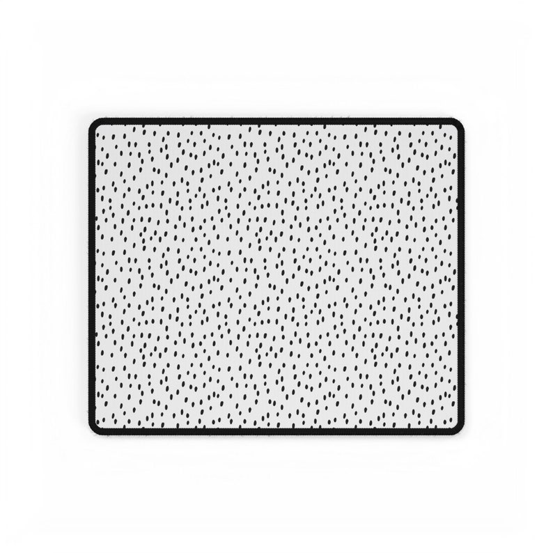 Modern Polka Dot Desk Mat Black Abstract Dots on White Minimalist ...