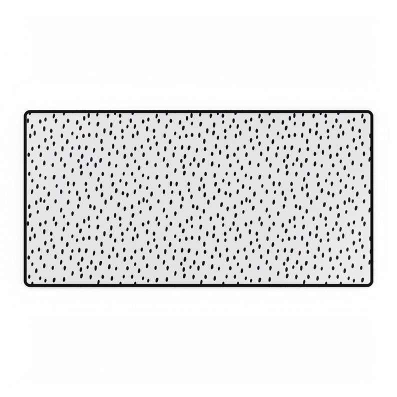 Modern Polka Dot Desk Mat Black Abstract Dots on White Minimalist ...