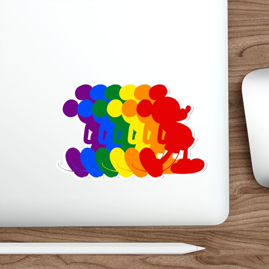 Mickey Mouse Pride Flag Sticker LGBTQ Rainbow Silhouette Decal Disney ...