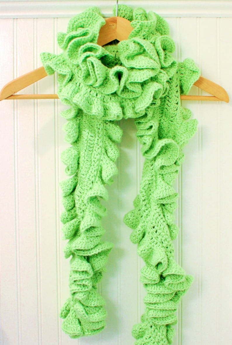 Crochet Pattern Ruffle Scarf Pattern two Sizes Instant - Etsy