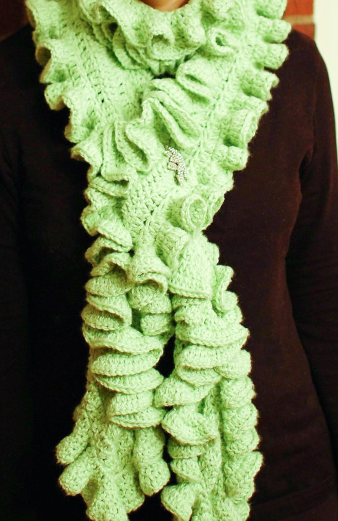 Crochet Pattern Ruffle Scarf Pattern two Sizes Instant - Etsy