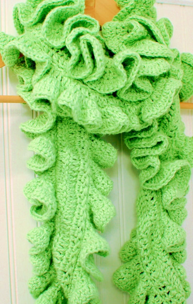 Crochet Pattern Ruffle Scarf Pattern two Sizes Instant - Etsy