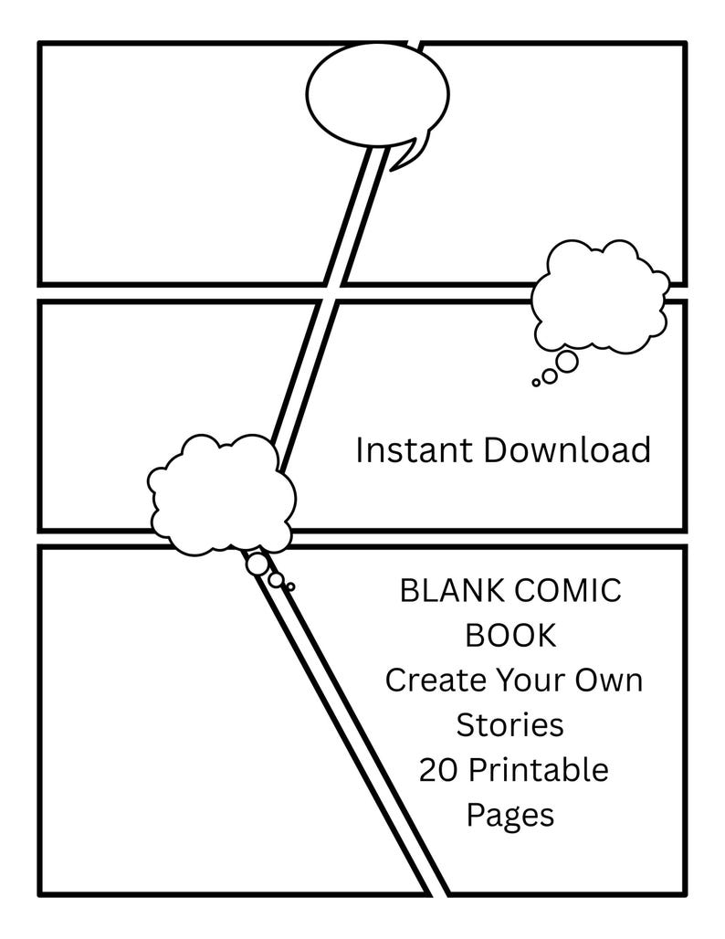Blank Comic Book Template: 20 Pages, Create Your Own Stories (instant ...