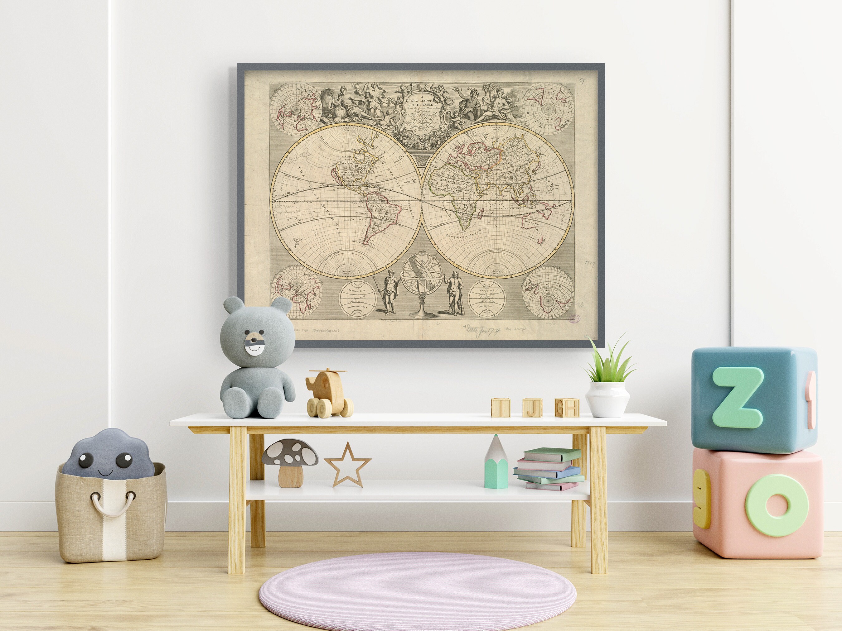 Large World Map Wall Art Print - Etsy