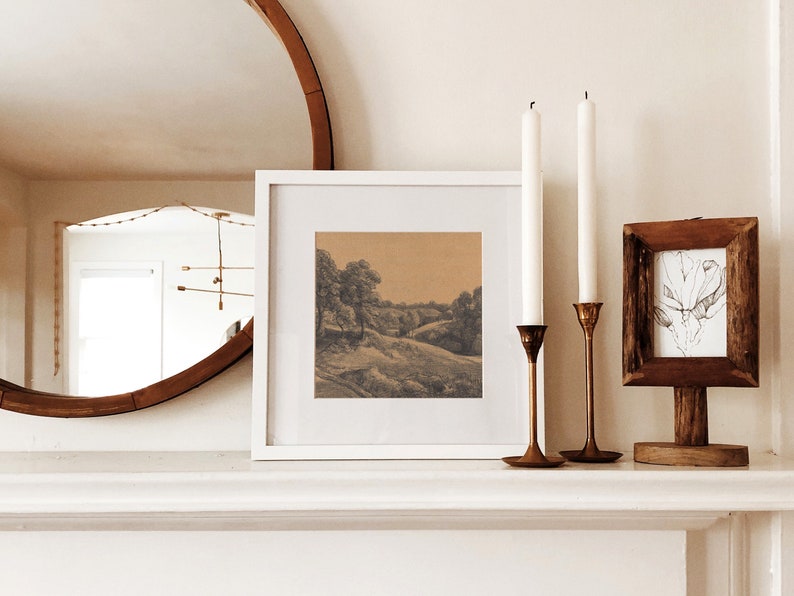 Charcoal Drawing Meadow Painting Printable Wall Art - Etsy