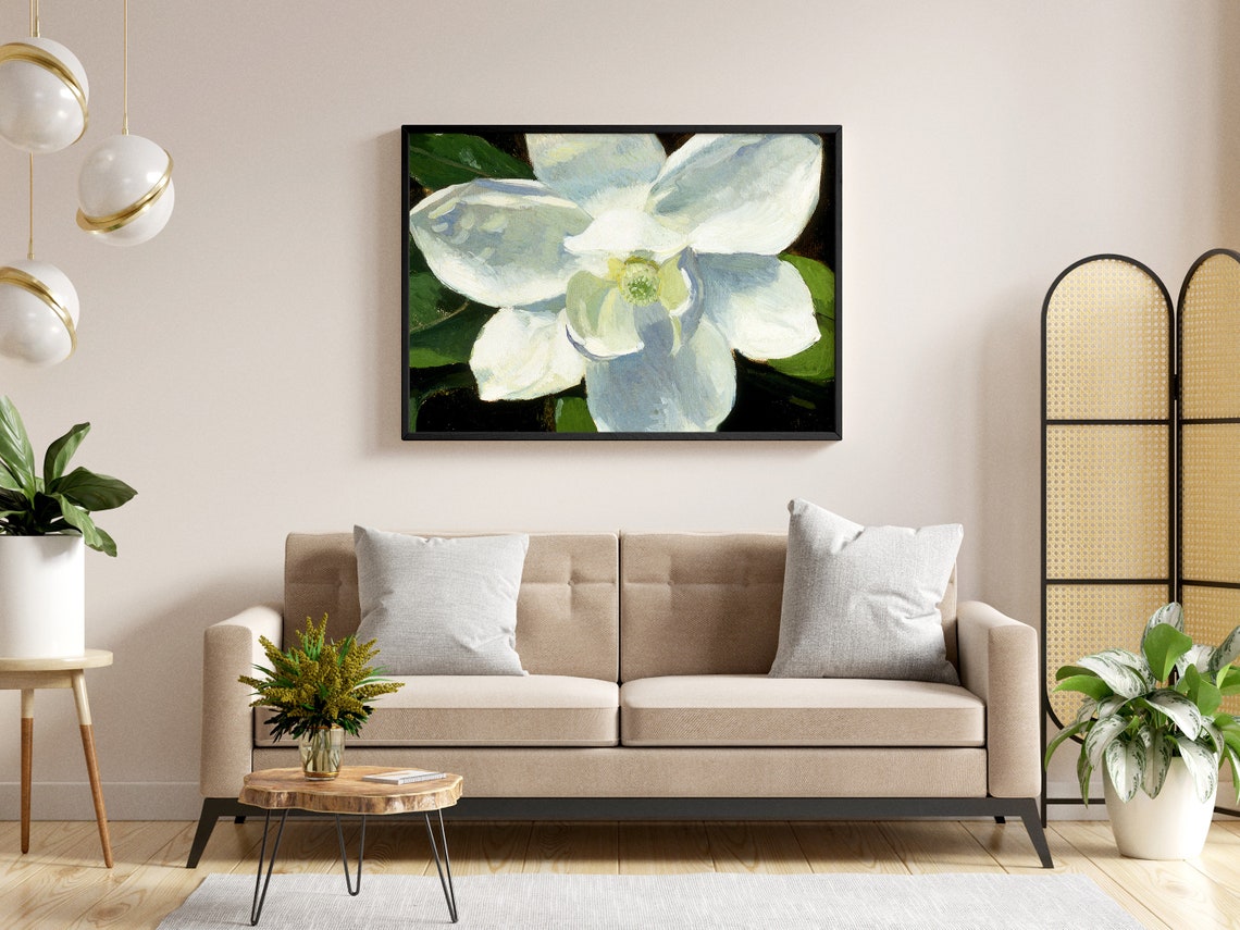 White Magnolia Painting Printable Wall Art - Etsy