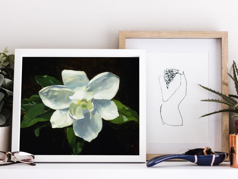 White Magnolia Painting Printable Wall Art - Etsy