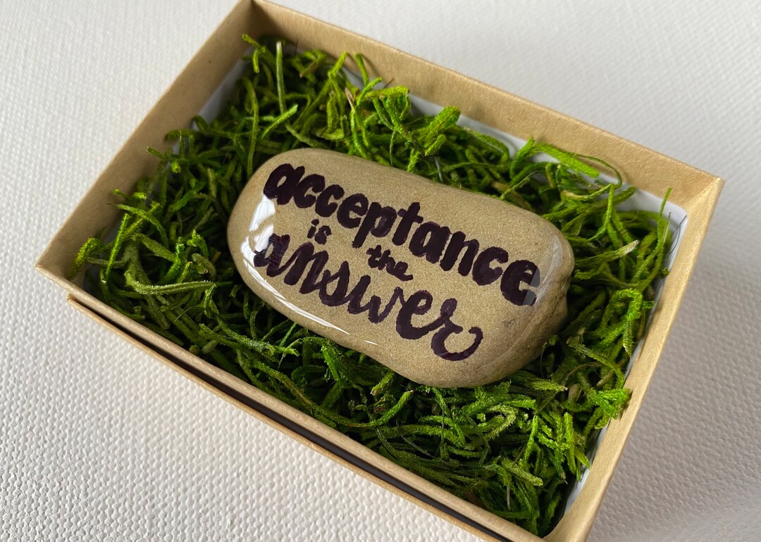 ACCEPTANCE IS the ANSWER Painted Hope Stone on Preserved Spanish Moss ...