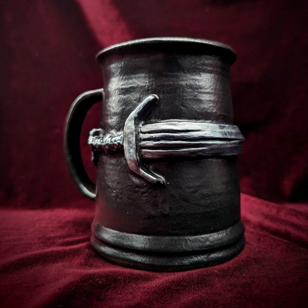 Silver Sword Witcher Mug Black Cast Iron Look With Silver - Etsy