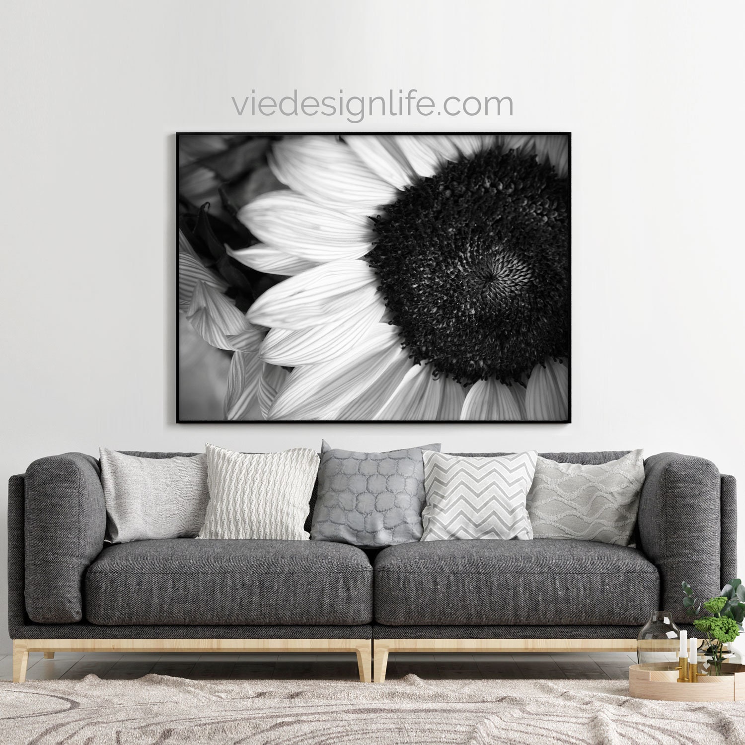 Black and White Sunflower Printable Art | Botanical Photography ...
