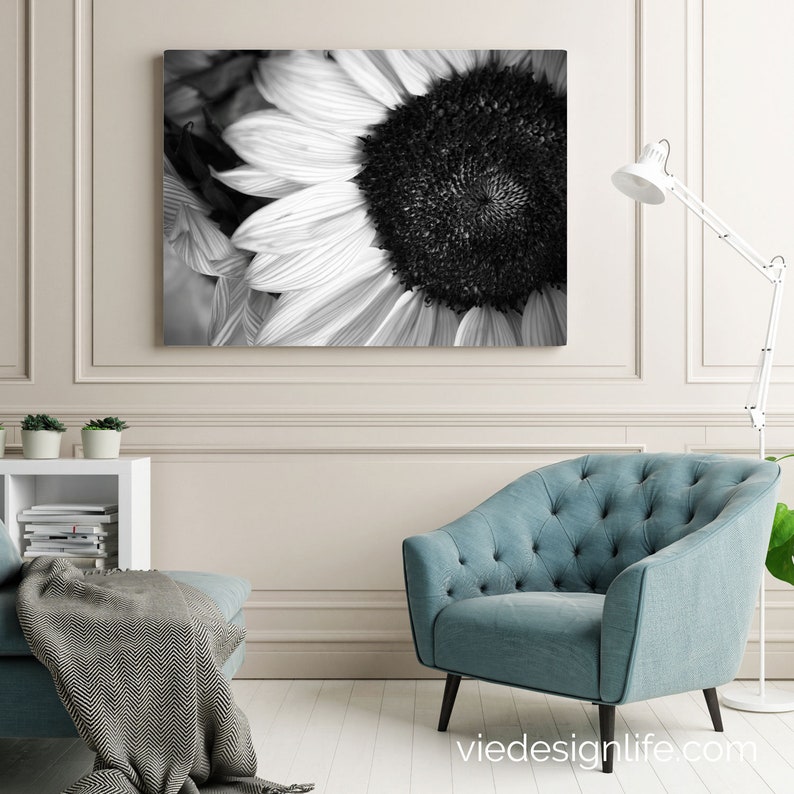 Black and White Sunflower Printable Art | Botanical Photography ...