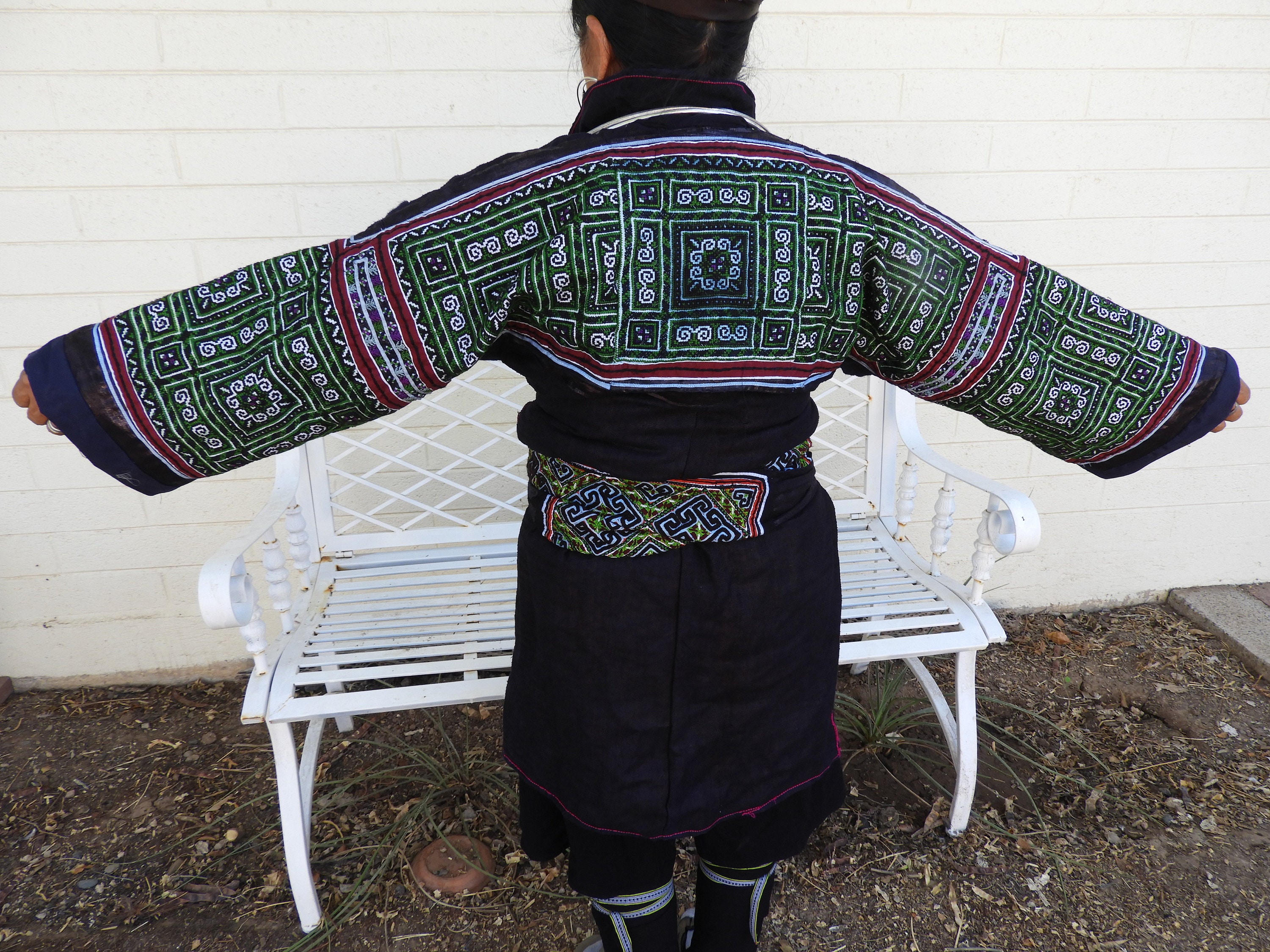 Black Hmong Hemp Jacket With Embroidery and Applique From Sapa Vietnam ...