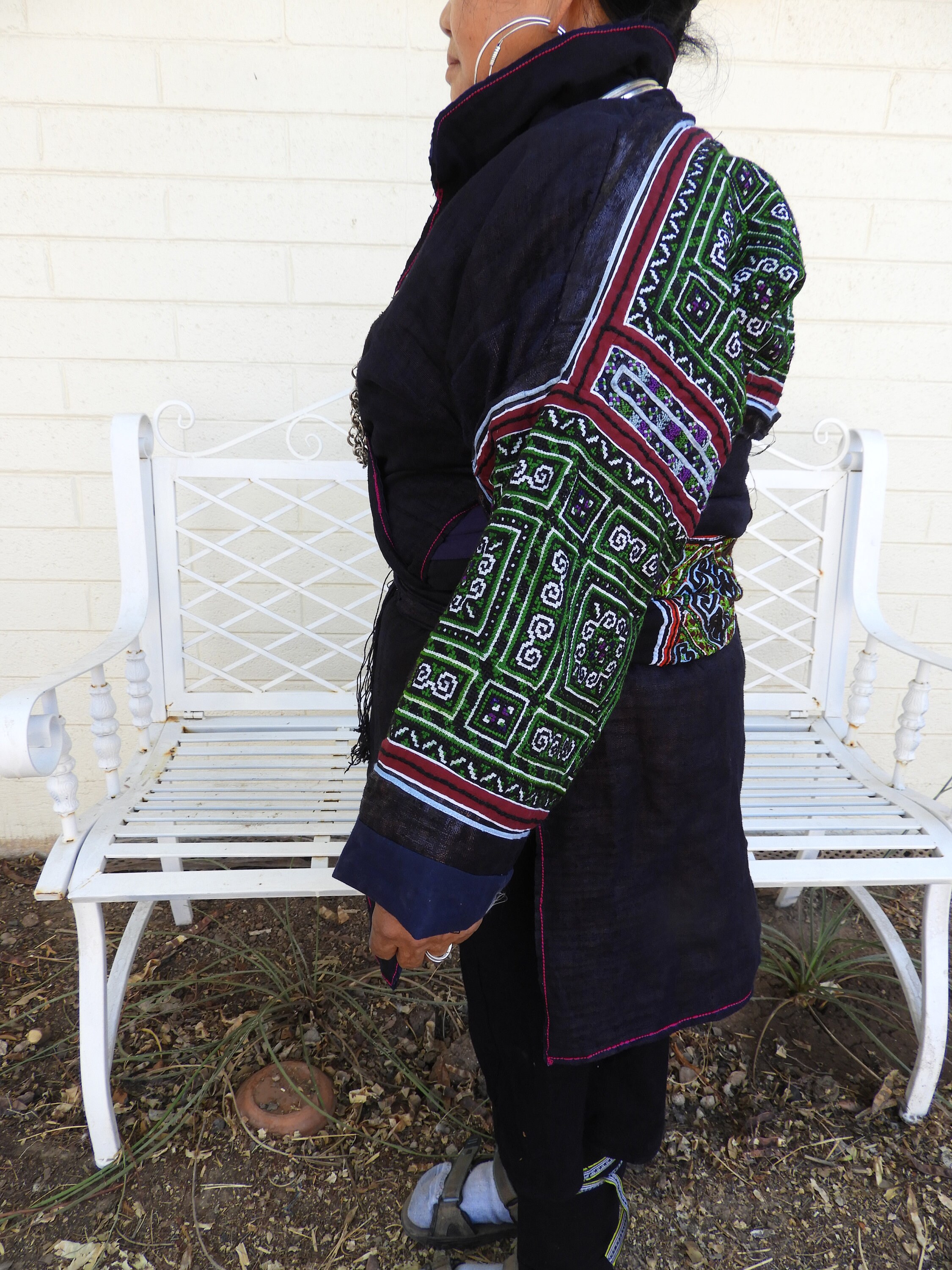 Black Hmong Hemp Jacket With Embroidery and Applique From Sapa Vietnam ...