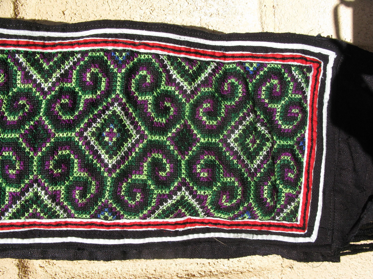 Black Hmong Embroidered Woman's Hemp Belt | Etsy
