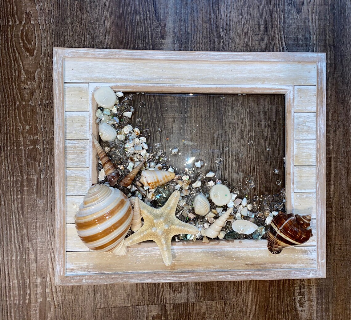 Seashell Glass Art Wall And/or Window Art With Real Seashells ...
