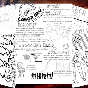 Labor Day Worksheet Packet - Etsy