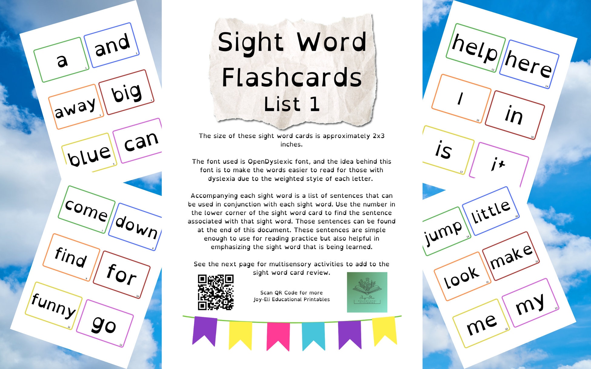 List 1 Sight Word Flashcards -dyslexia Font and Multisensory Activities ...