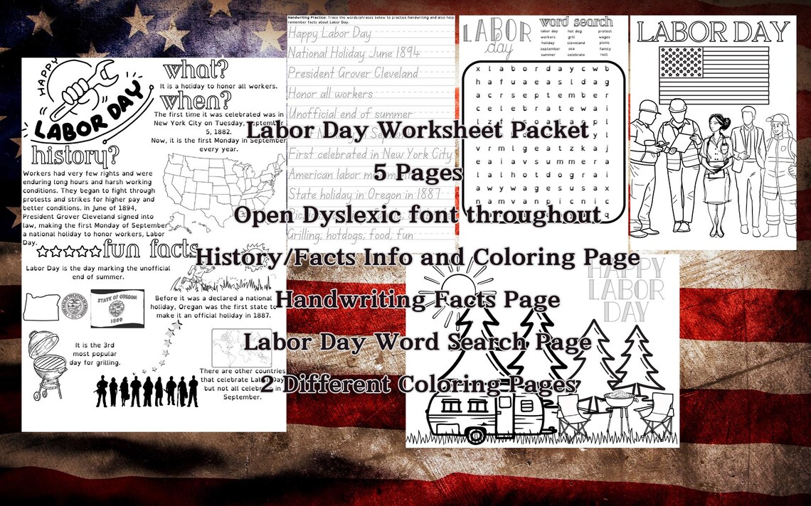Labor Day Worksheet Packet - Etsy