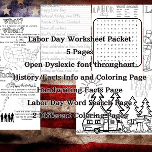 Labor Day Worksheet Packet - Etsy