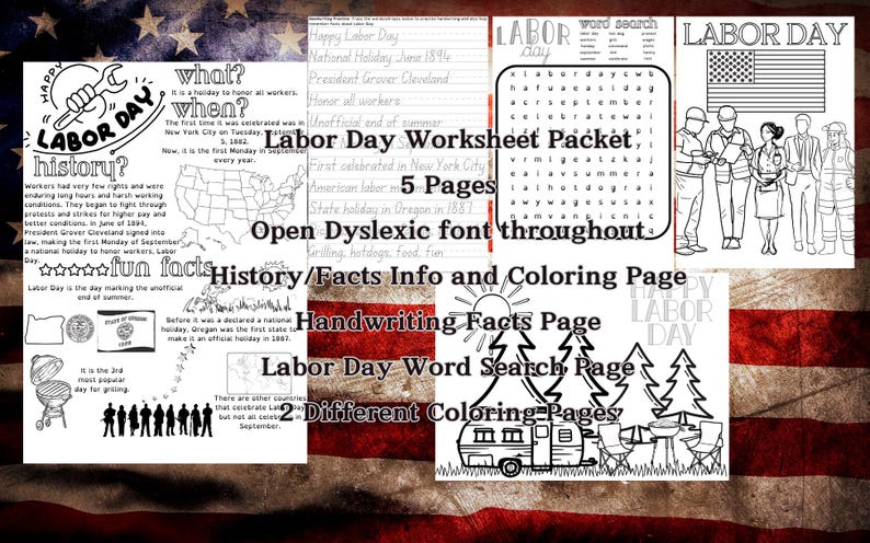 Labor Day Worksheet Packet - Etsy