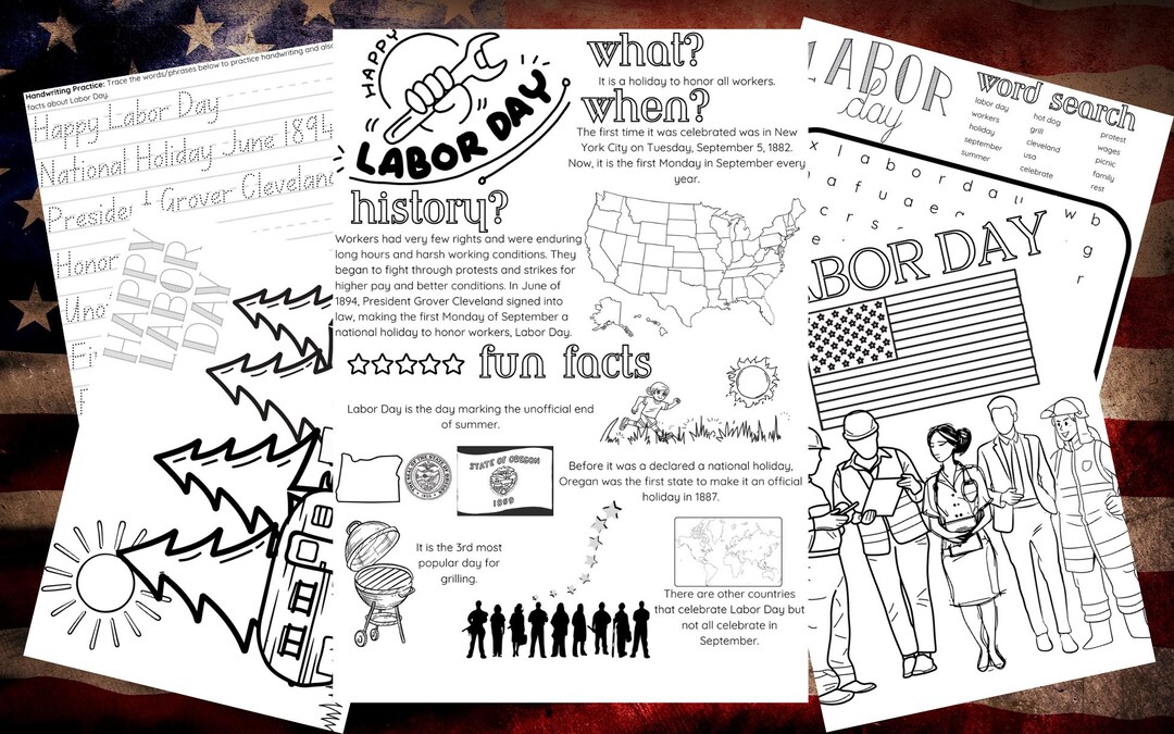 Labor Day Worksheet Packet - Etsy