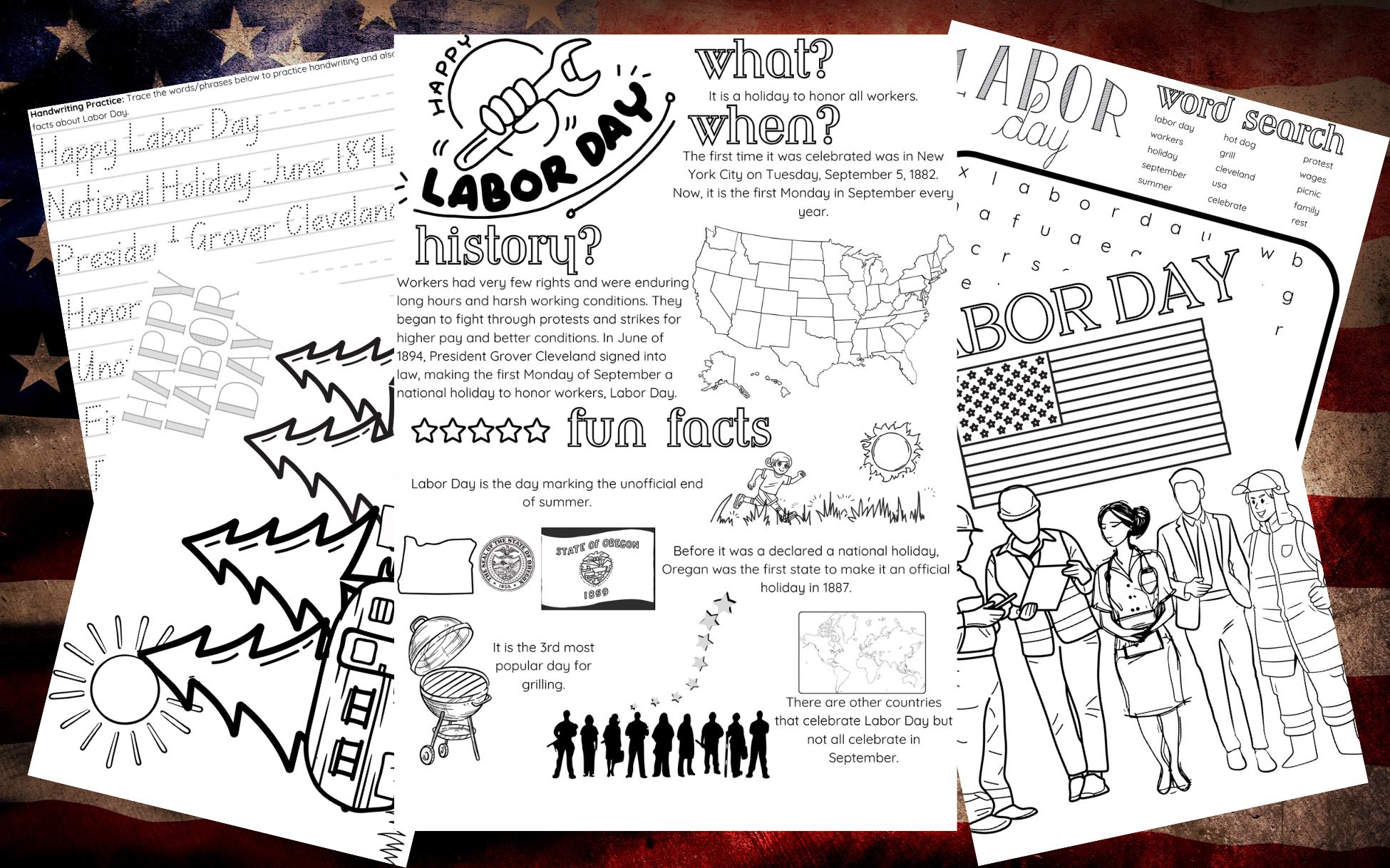 Labor Day Worksheet Packet - Etsy