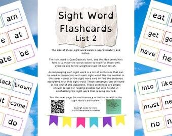 List 1 Sight Word Flashcards dyslexia Font and Multisensory Activities ...