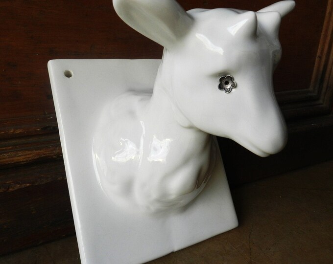 Vintage 80's CERAMIC GOAT HEAD - Multi-functional, Wall Hanging / Towel ...