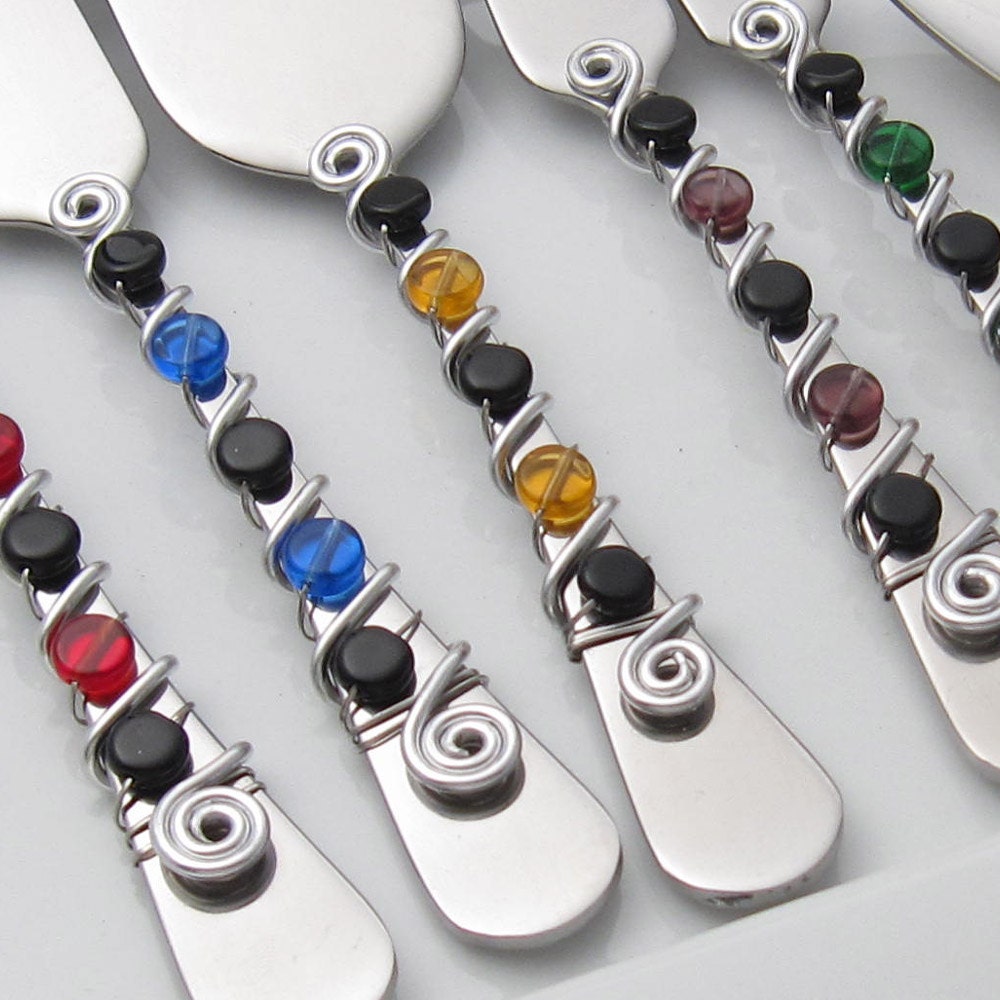 6 Piece Cheese Tool Set - Hand Wire Wrapped and Beaded - Black/bold - Etsy