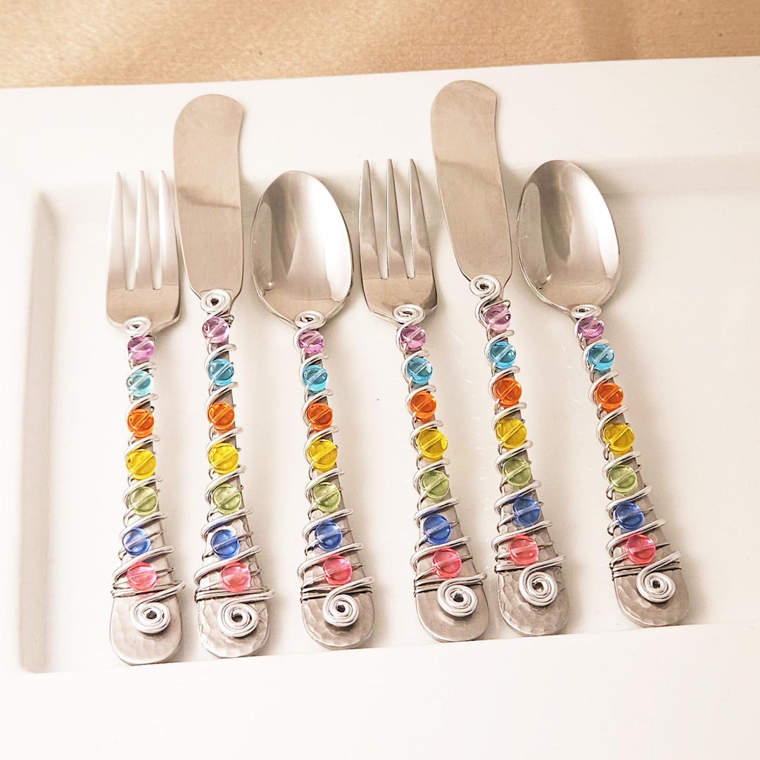 6 Piece Cocktail Server Set - Hand Wire Wrapped and Beaded - Carnival ...