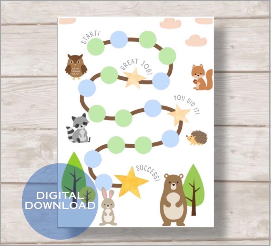 Forest Animals Reward Chart, Sticker Chart for Kids and Toddlers, Potty ...