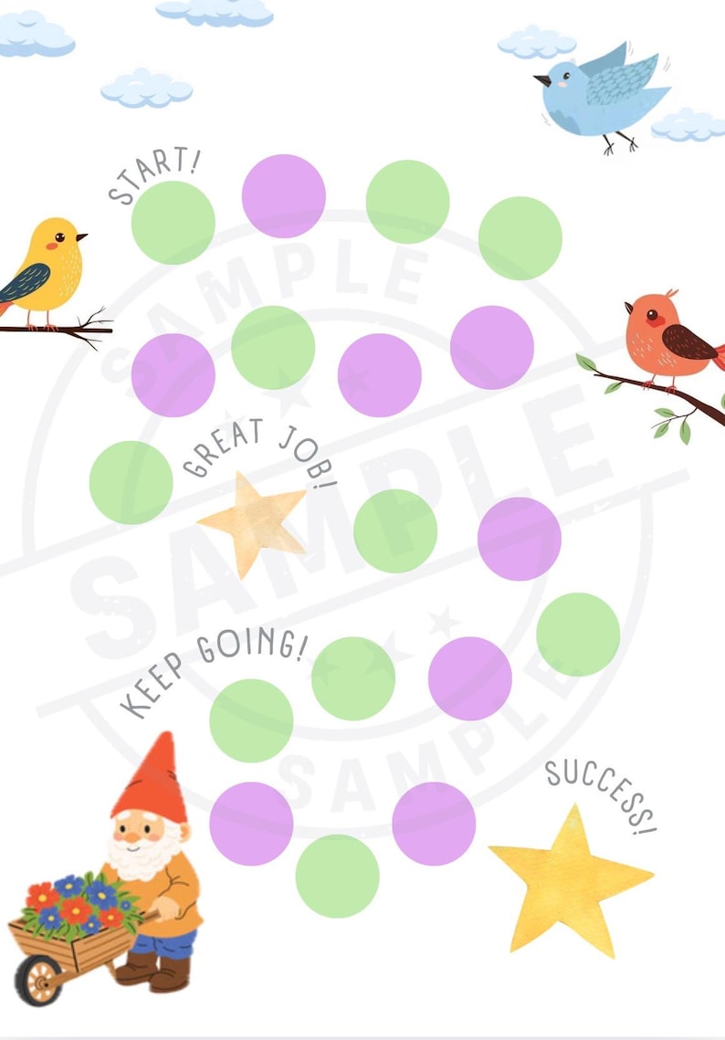 Gnome Themed Reward Charts, Toddler Potty Behavior Sticker Charts (4 ...