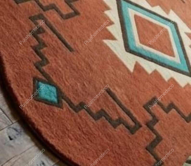 Southwestern Rustic Area Rug Western Navajo Style Hand Tufted Wool Rug ...