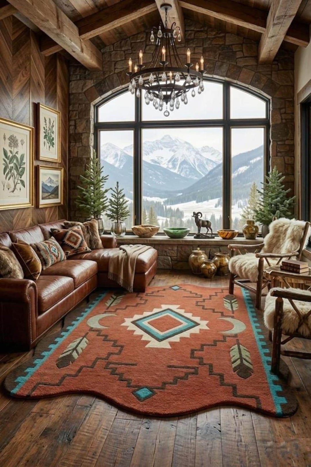 Southwestern Rustic Area Rug Western Navajo Style Hand Tufted Wool Rug ...