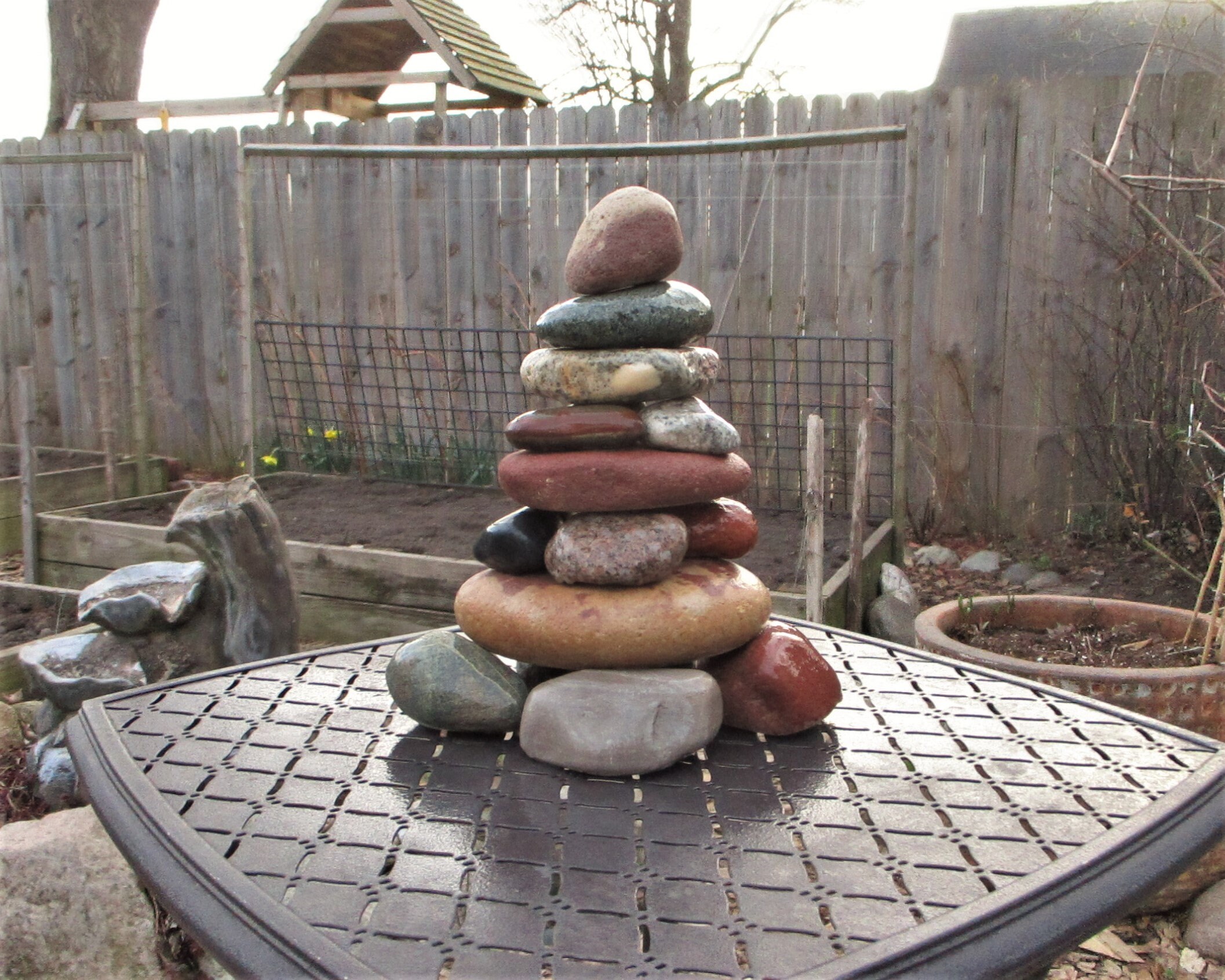 Large Beach Stone Garden Cairn, Re-Stackable Lake Michigan & Lake ...