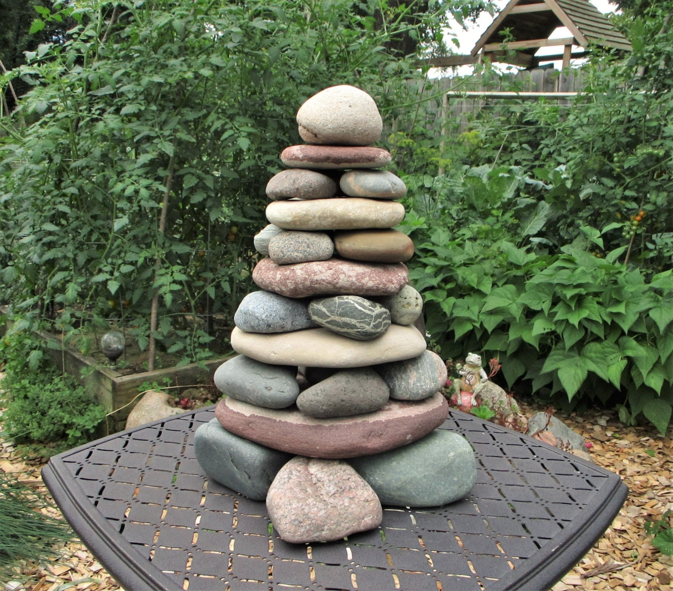 Zen Large Stacked Stone Garden Cairn, Lake Michigan & Lake Superior ...