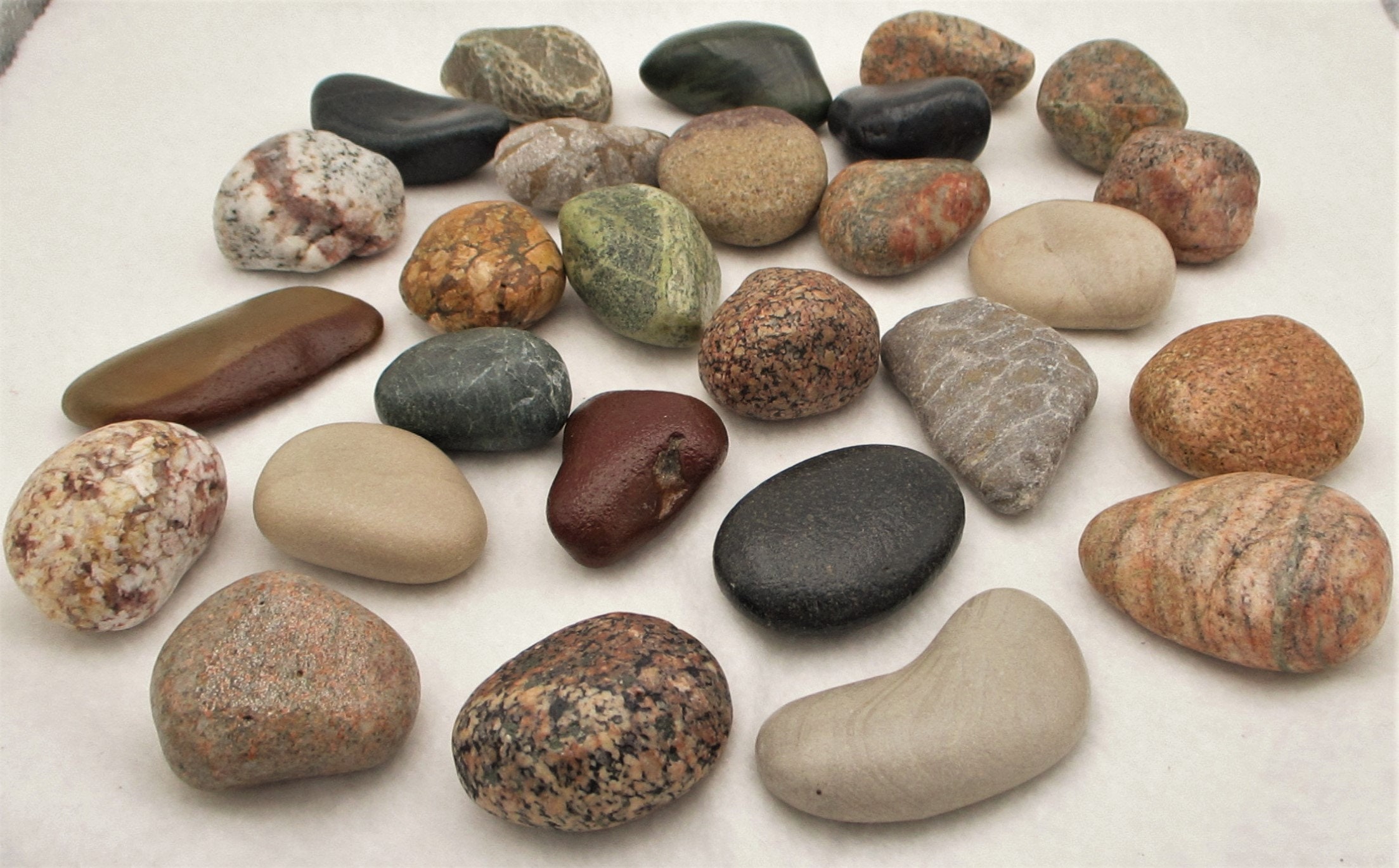 Colorful Lake Michigan Clear Coated Small Rock Assortment, Home Stone Decor