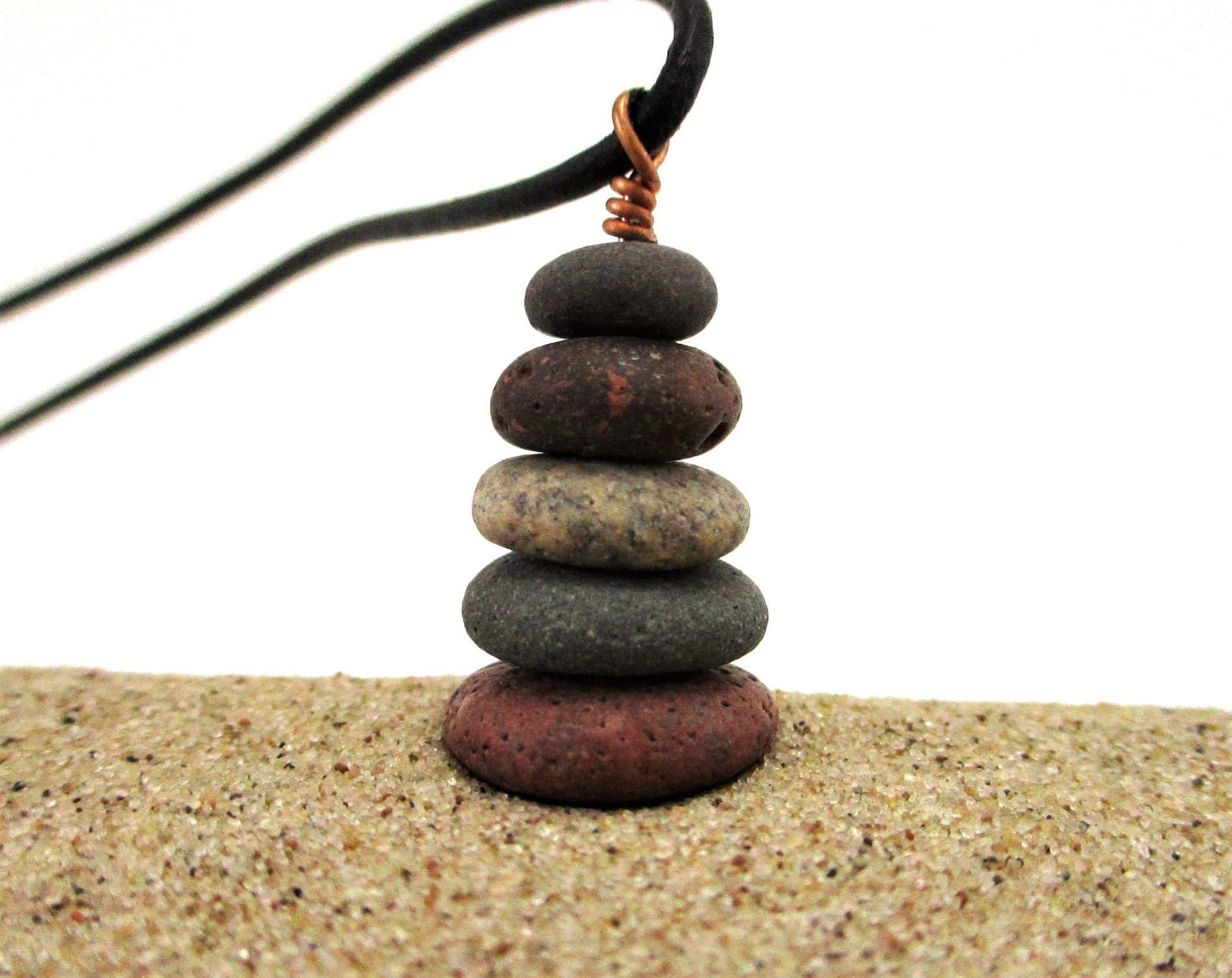 Pebble Cairn Pendant Necklace for Outdoor Woman, Adjustable Black ...
