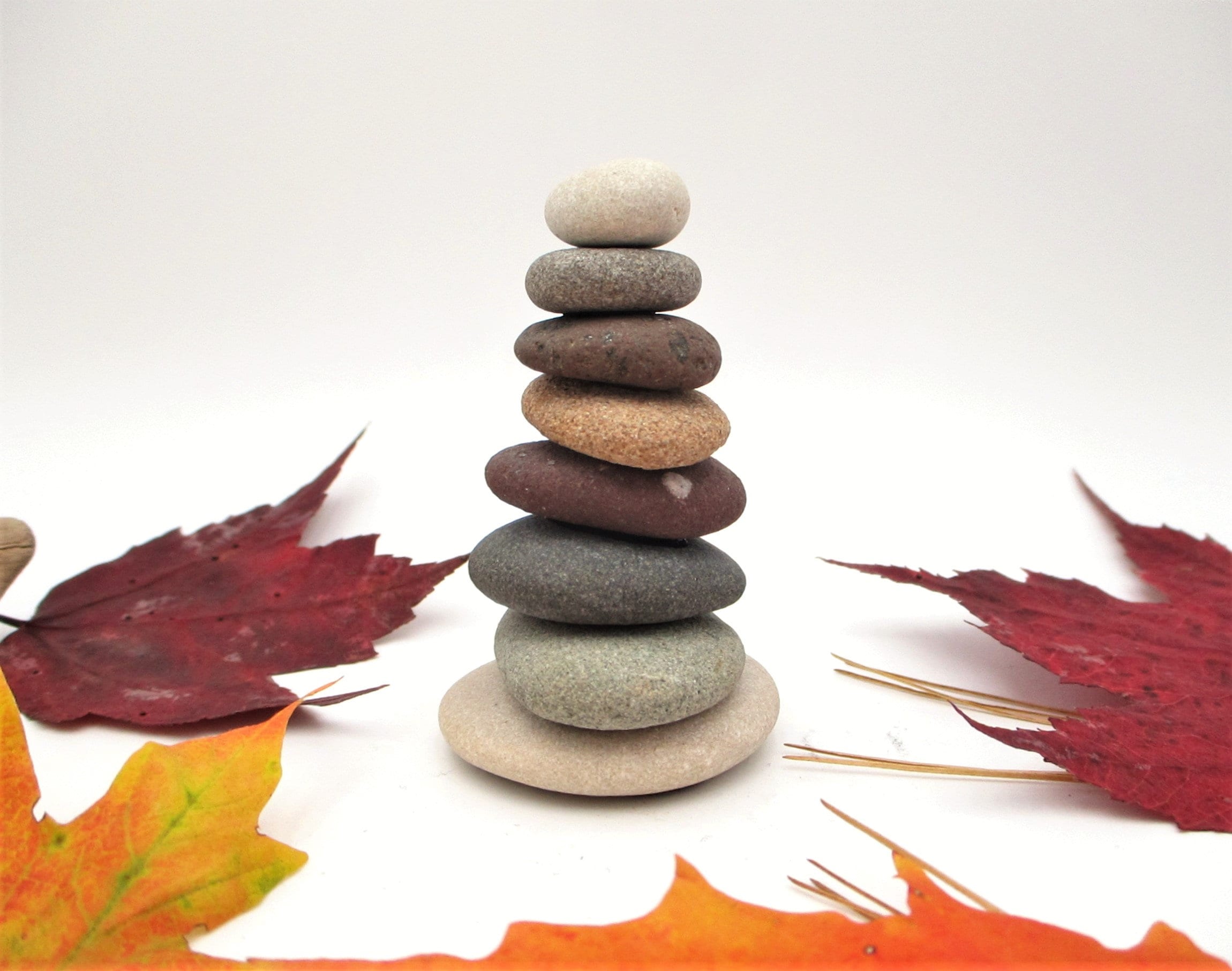 Small and Colorful Lake Michigan Stone Cairn, Nature Inspired Pebble ...