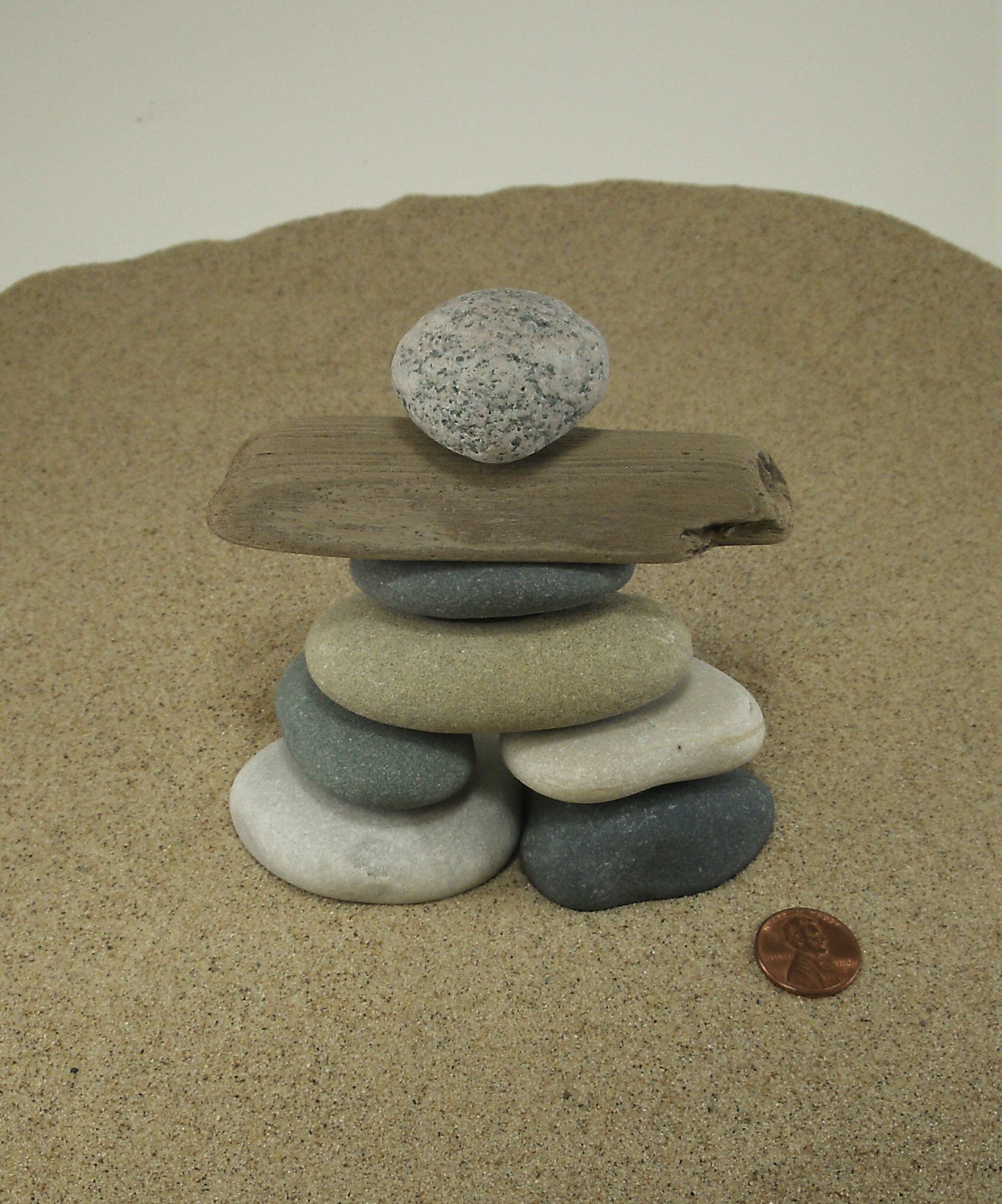 Inukshuk Style Lake Michigan Beachstone and Driftwood Stone Man Cairn ...